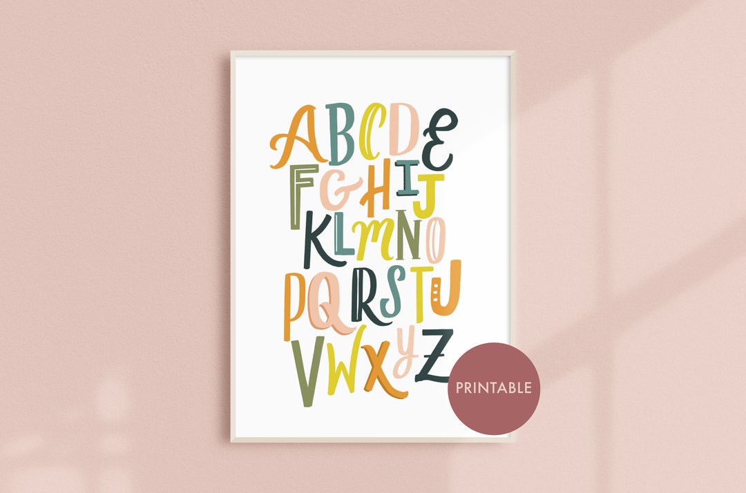 Gender Neutral ABC Alphabet Nursery or Kids Room Art Print- Instant ...