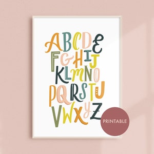 Gender Neutral ABC Alphabet Nursery or Kids Room Art Print- Instant ...