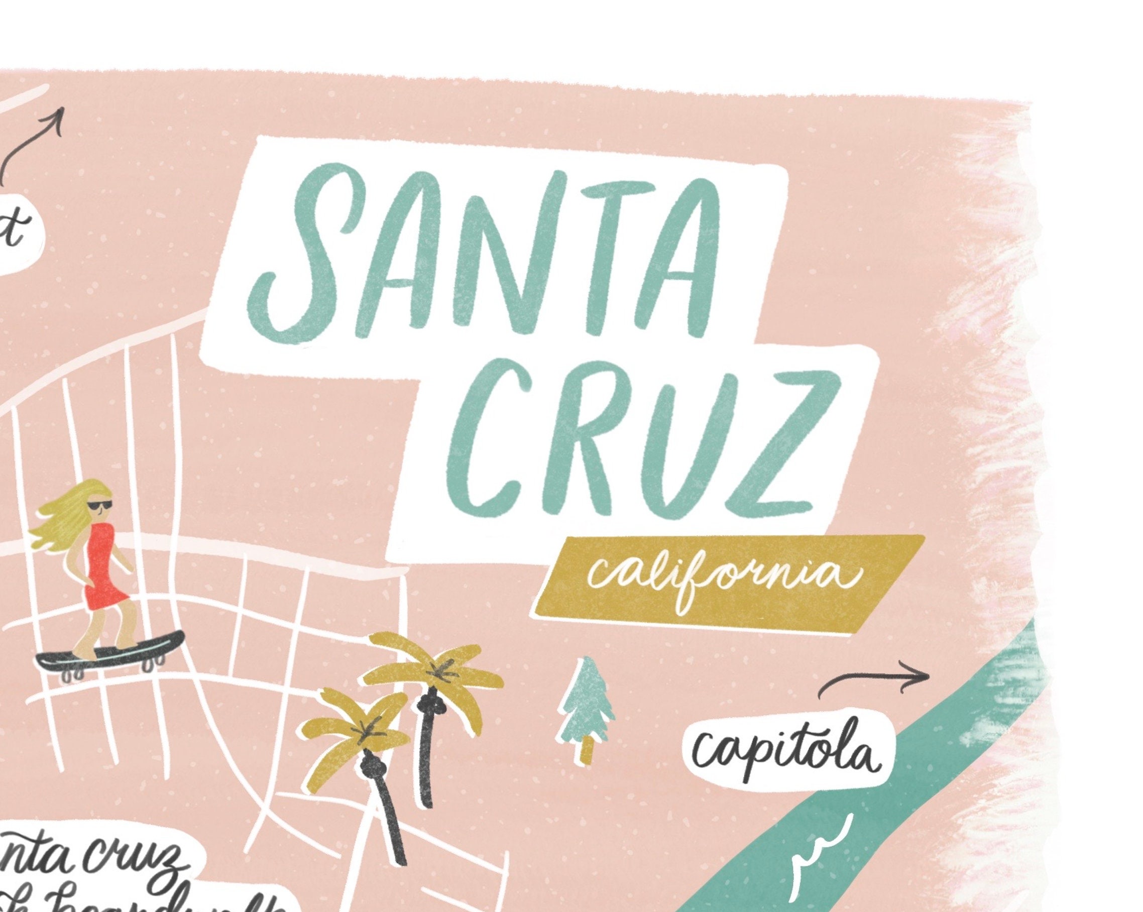 Santa Cruz Map Art Printable - Etsy