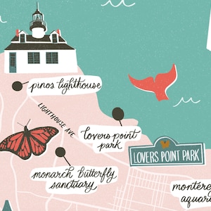 Monterey California Colorful, Cute Map Art Print- Instant Printable ...