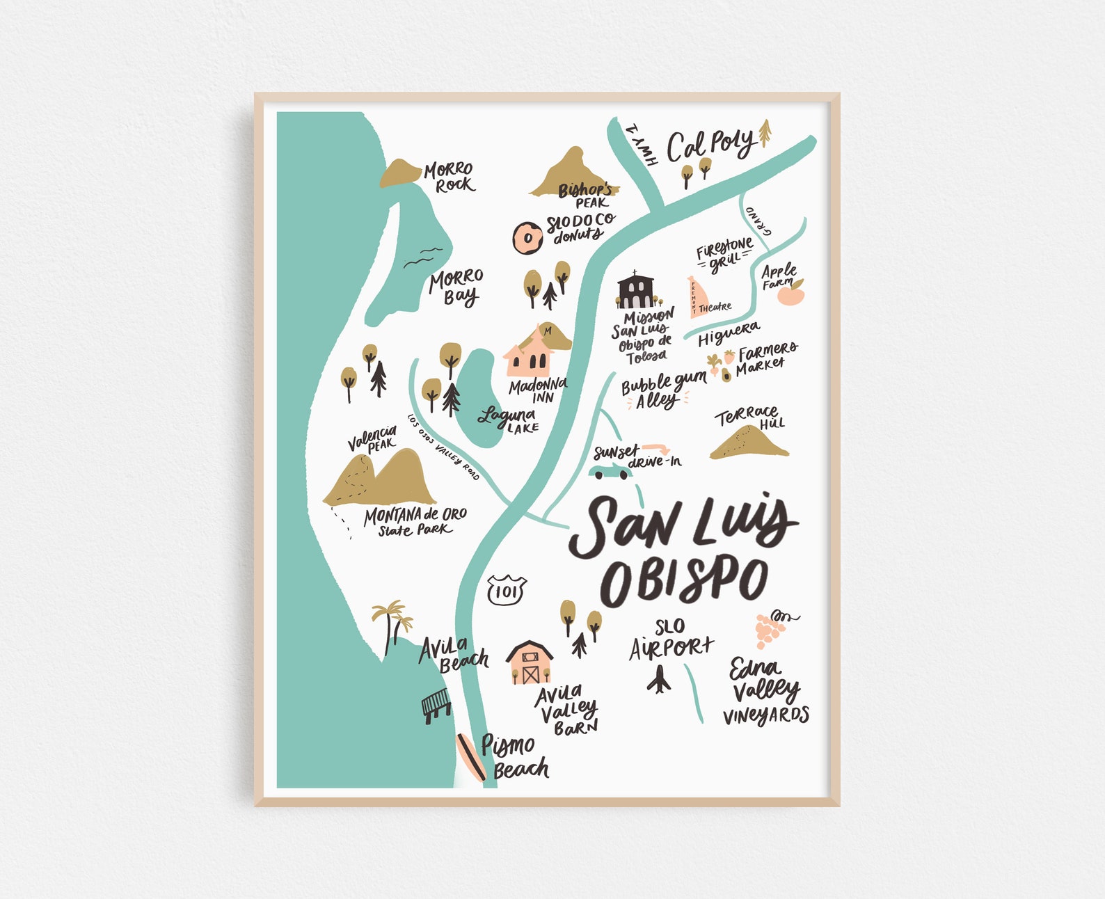 Poster Art Print - San Luis Obispo Map - Etsy