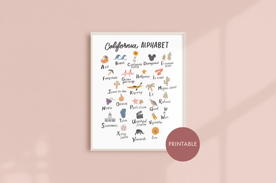 California Alphabet Art Print instant Download | Etsy