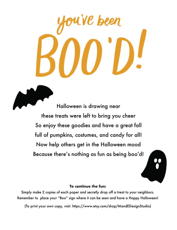 Neighborhood Boo Poem Youve Been Booed Fall Halloween Door Signs Boo