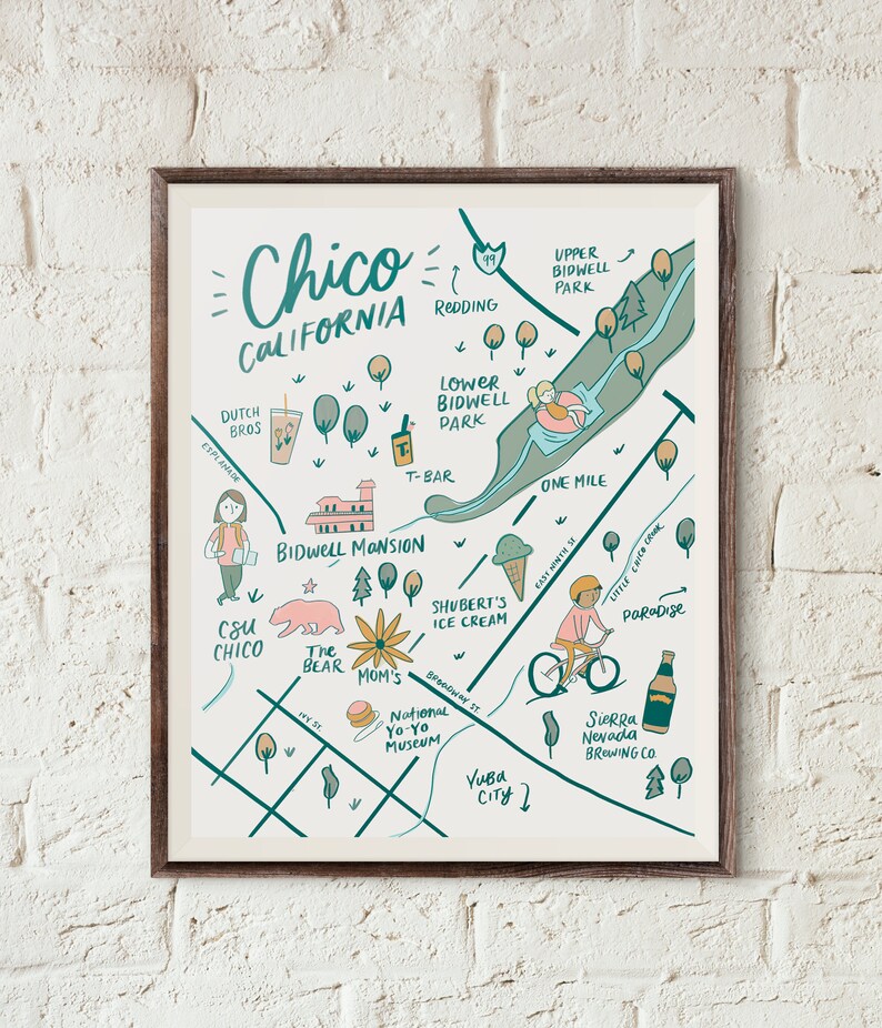 Chico, CA Map Art Print- Instant Digital Download - Etsy
