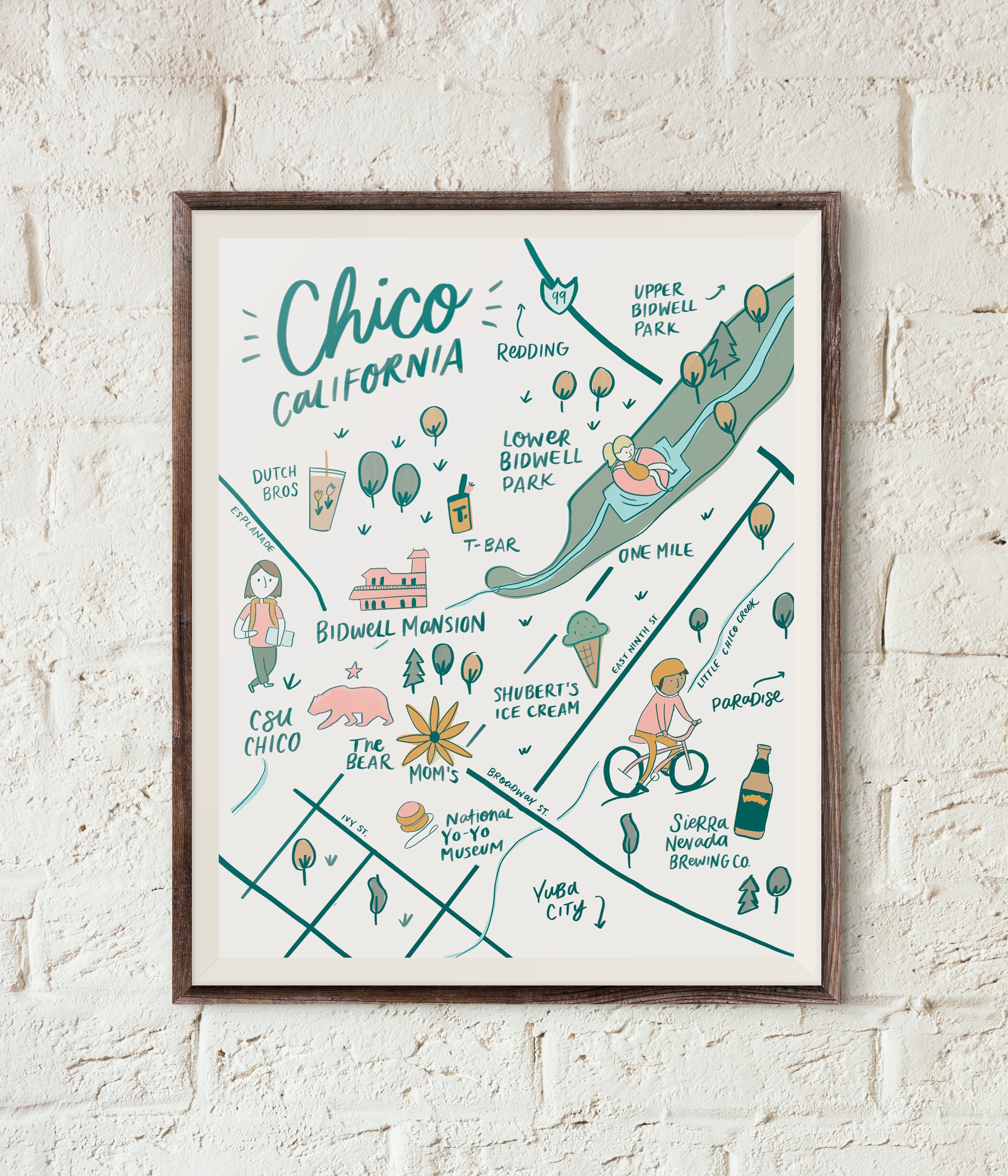 Chico, CA Map Art Print- Instant Digital Download - Etsy