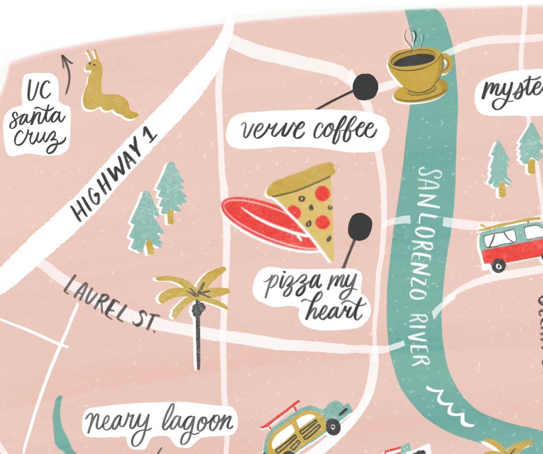 Santa Cruz Map Art Printable - Etsy