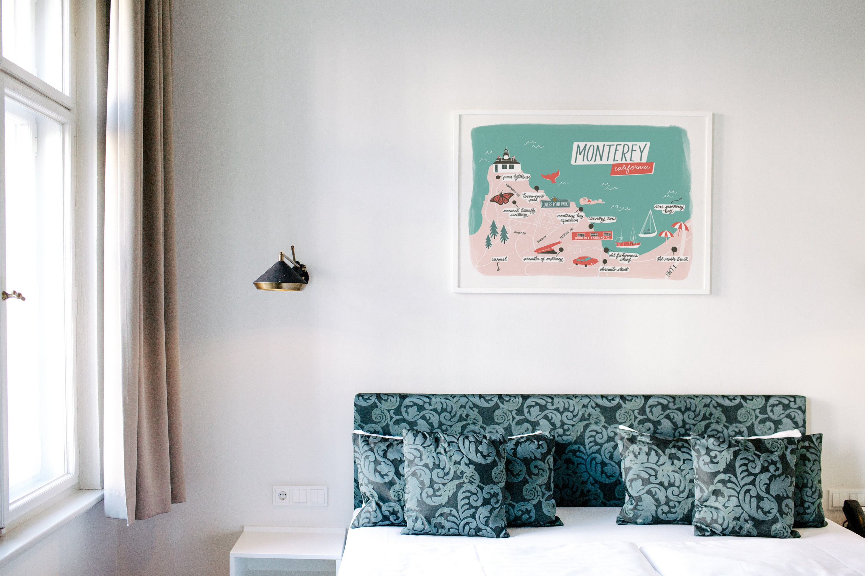 Monterey California Colorful Cute Map Art Print Instant | Etsy