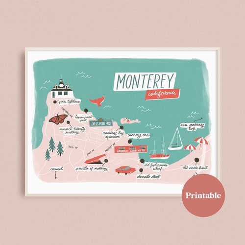 Monterey Bay Map Art Print - Etsy