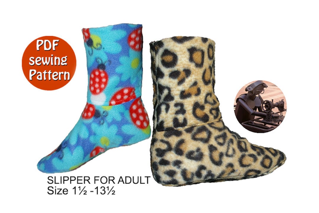 Adult Slipper Pattern PDF Tutorial, Instant Download Sewing Pattern ...