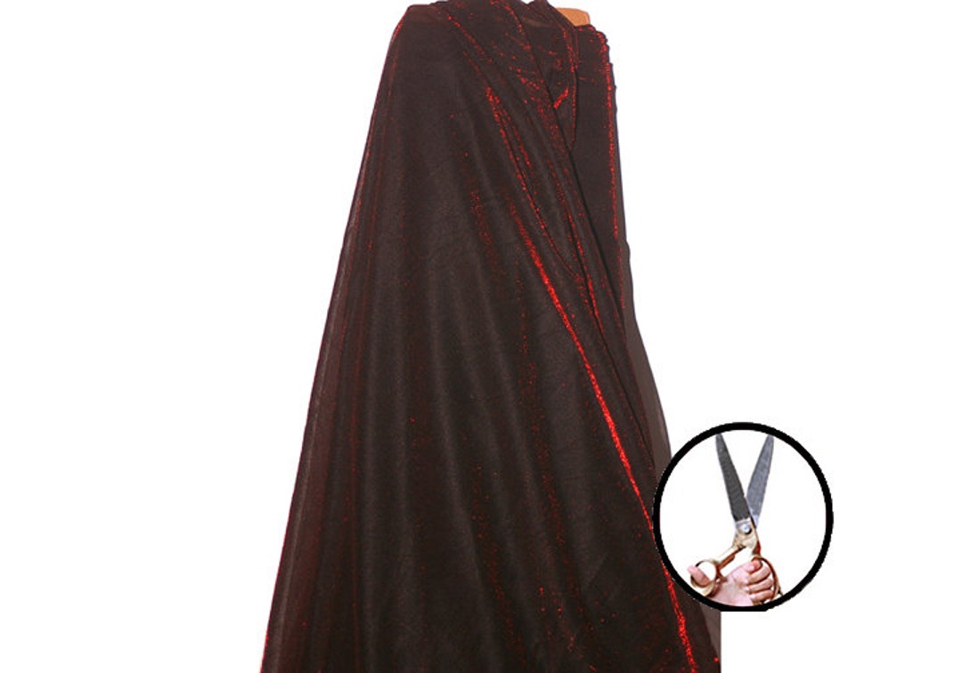Glimmering synthetic veil, Bold red fabric by the yard, Great for ...