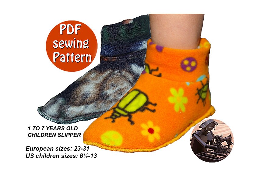 Kid Slipper PDF Pattern, Polar Fleece Slippers for Children, Sizes 61/2 ...