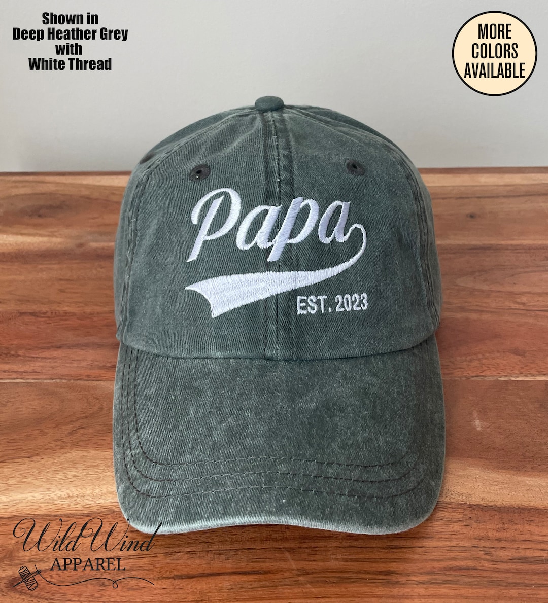 Papa Hat With Custom Year Est, Embroidered Hat, Personalized Papa Hat ...