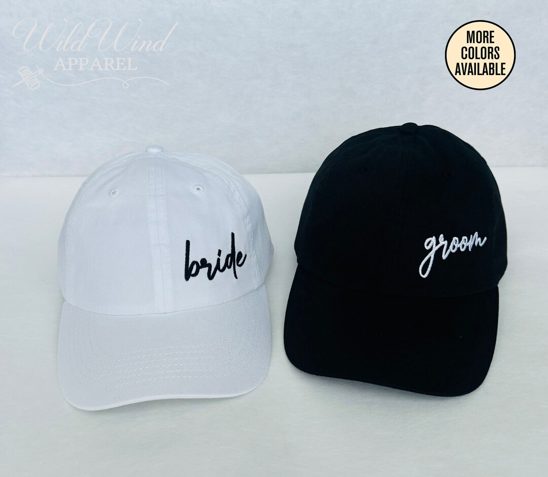 Bride and Groom Hats, Unstructured Hat, Engaged Caps, Bridal Shower ...