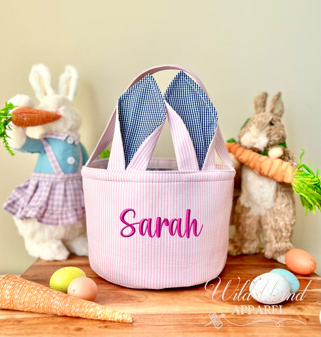 Personalized Easter Basket With Floppy Ears Embroidered Easter Basket ...