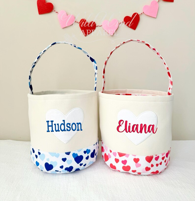 Valentine's Day Kids Basket, Hearts Valentine Bucket, Boys Girls ...