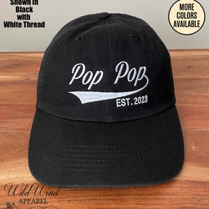 Pop Pop Hat With Custom Year Est, Embroidered Hat, Personalized Pop Pop ...