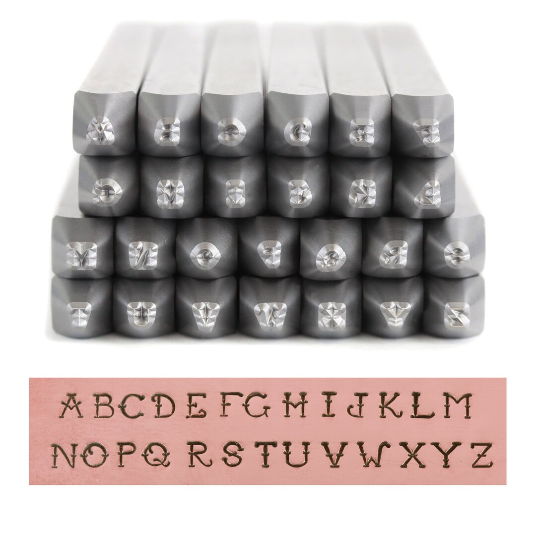 2mm Tattoo Font Uppercase Letter Metal Stamp Set, Rated for Stainless ...