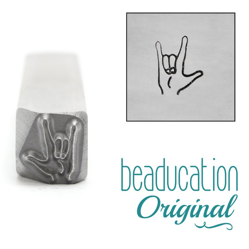 I Love You Metal Design Stamp ASL American Sign Language - Etsy