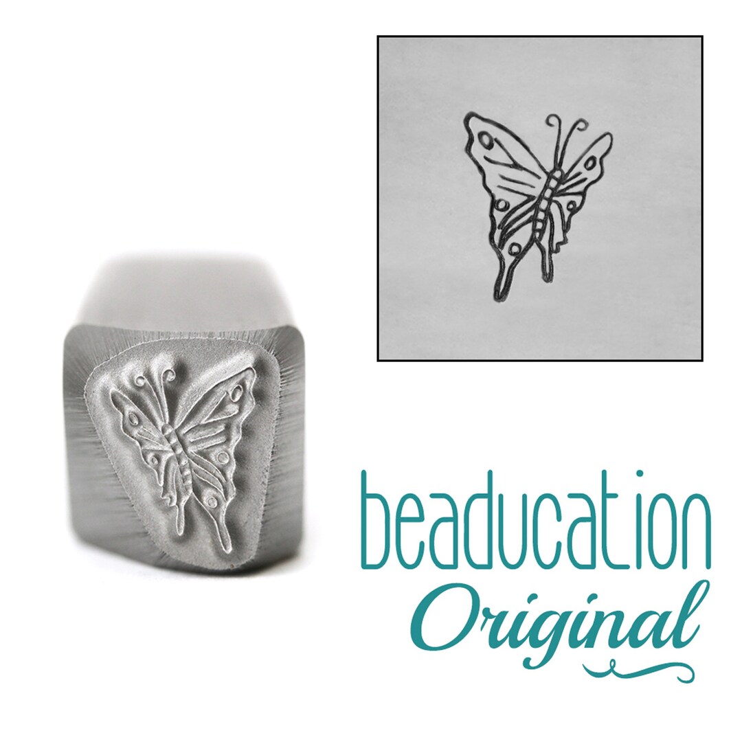 Butterfly Flying Right Metal Design Stamp 9.5mm - Beaducation Metal ...