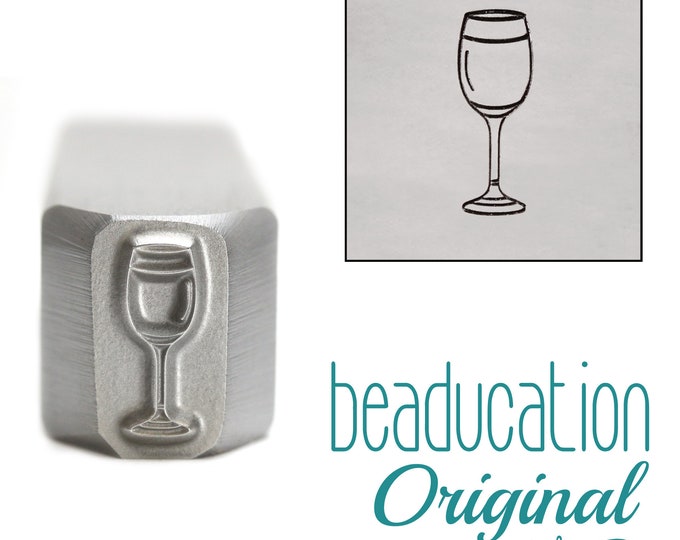 White Wine Glass Metal Stamp 10.25mm - Beaducation Metal Stamping Punch ...