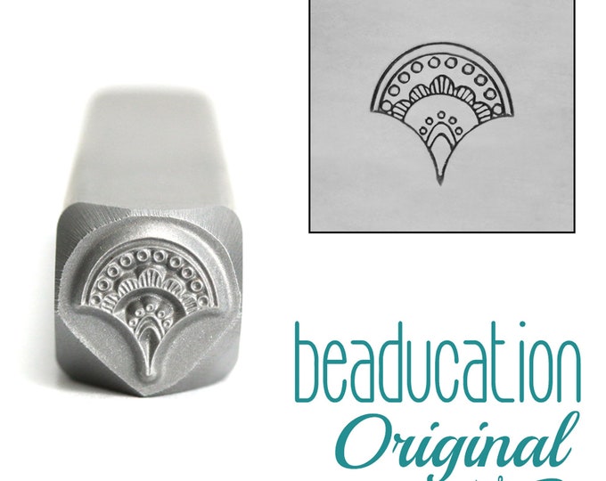 Fan Metal Design Stamp, Whimsical Fan Design 7mm - Beaducation Metal ...