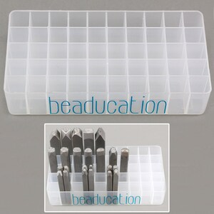 Plastic Stamp Holder for Metal Stamps, 50 Holes, With Wooden Stand ...