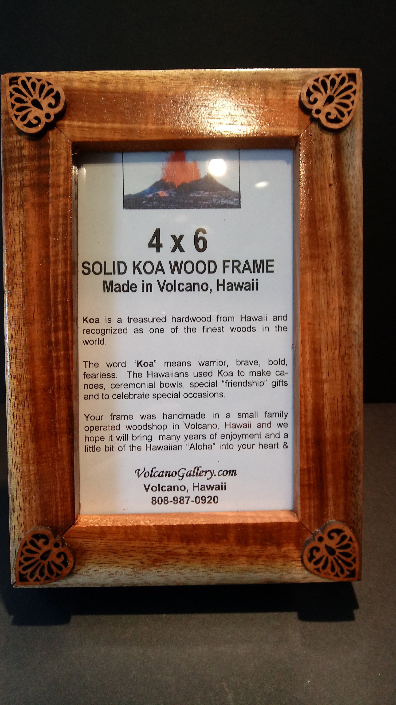 4x6 Solid Koa Wood Frame With Heart Accents Made in Hawaii | Etsy
