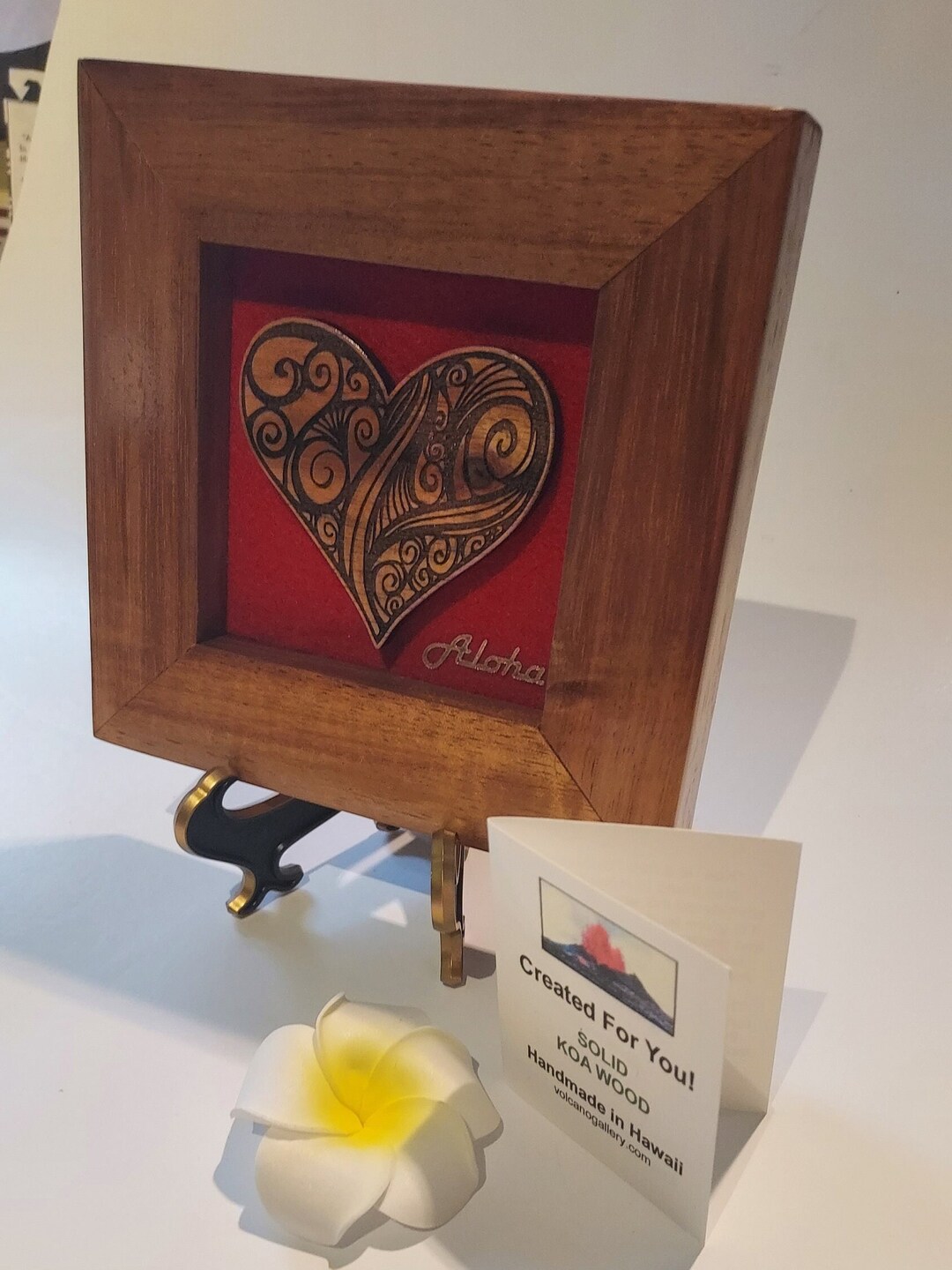 Koa Wood Frame With Engraved Heart - Hawaiian Aloha Decor - Handmade in ...