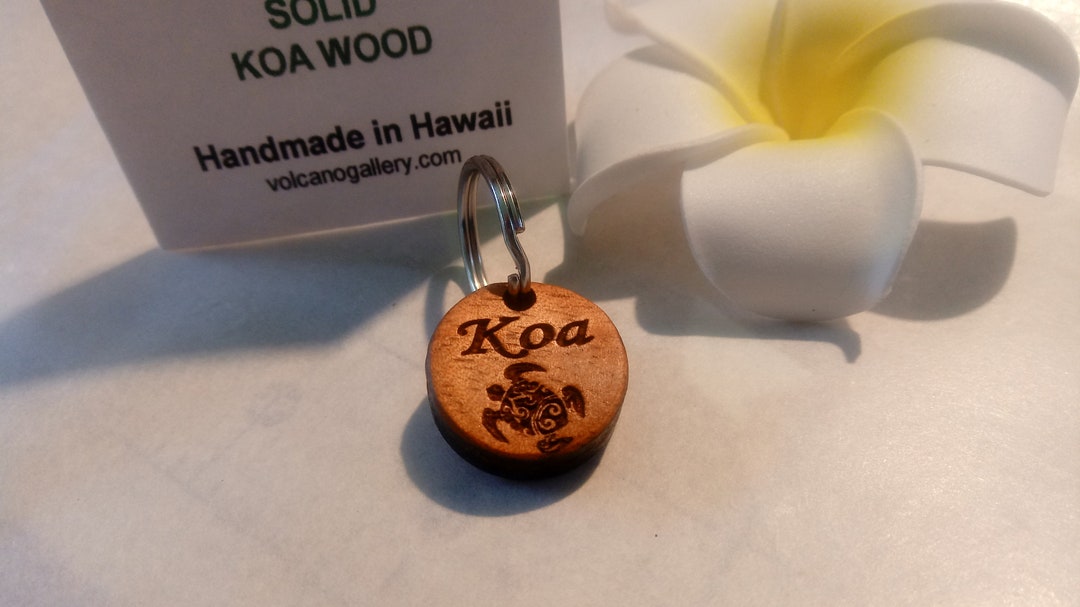 SMALL 21mm Hawaiian Koa Wood Pet ID Tag With Turtle honu Custom ...