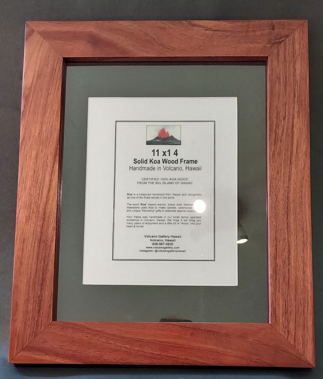 2" Wide Solid Koa Wood 11x14 Frame / Made to Order / 100% Certified ...