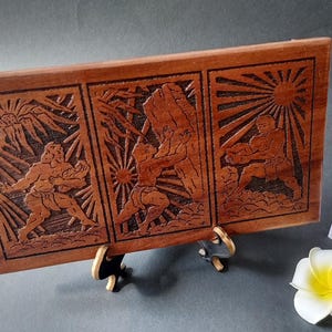 Hawaiian Engraved Art - King Kamehameha & the Naha Stone / 8"x4.5 ...