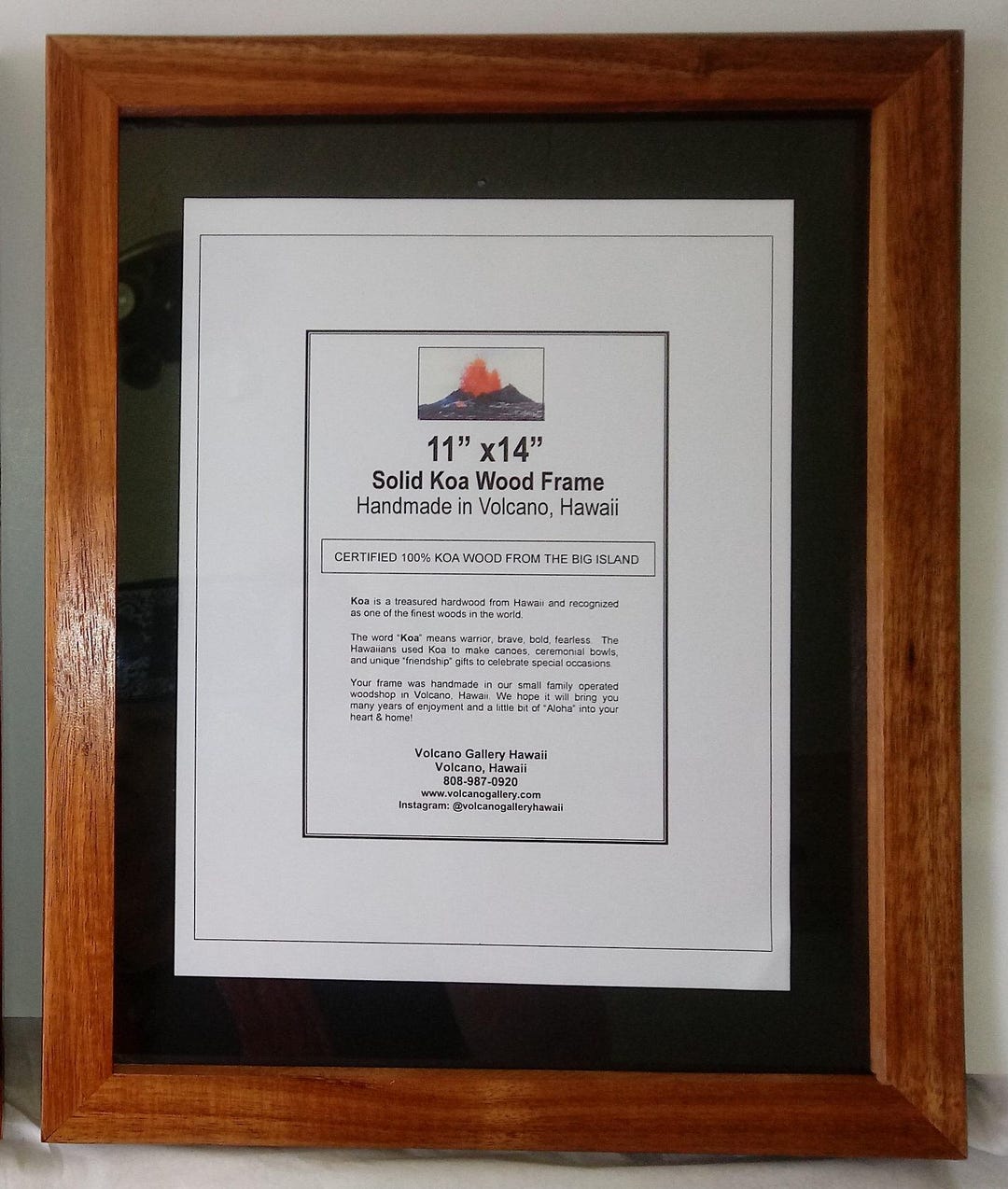 11x14 Hawaiian Koa Wood Frame / Solid Koa / Handcrafted in Volcano ...