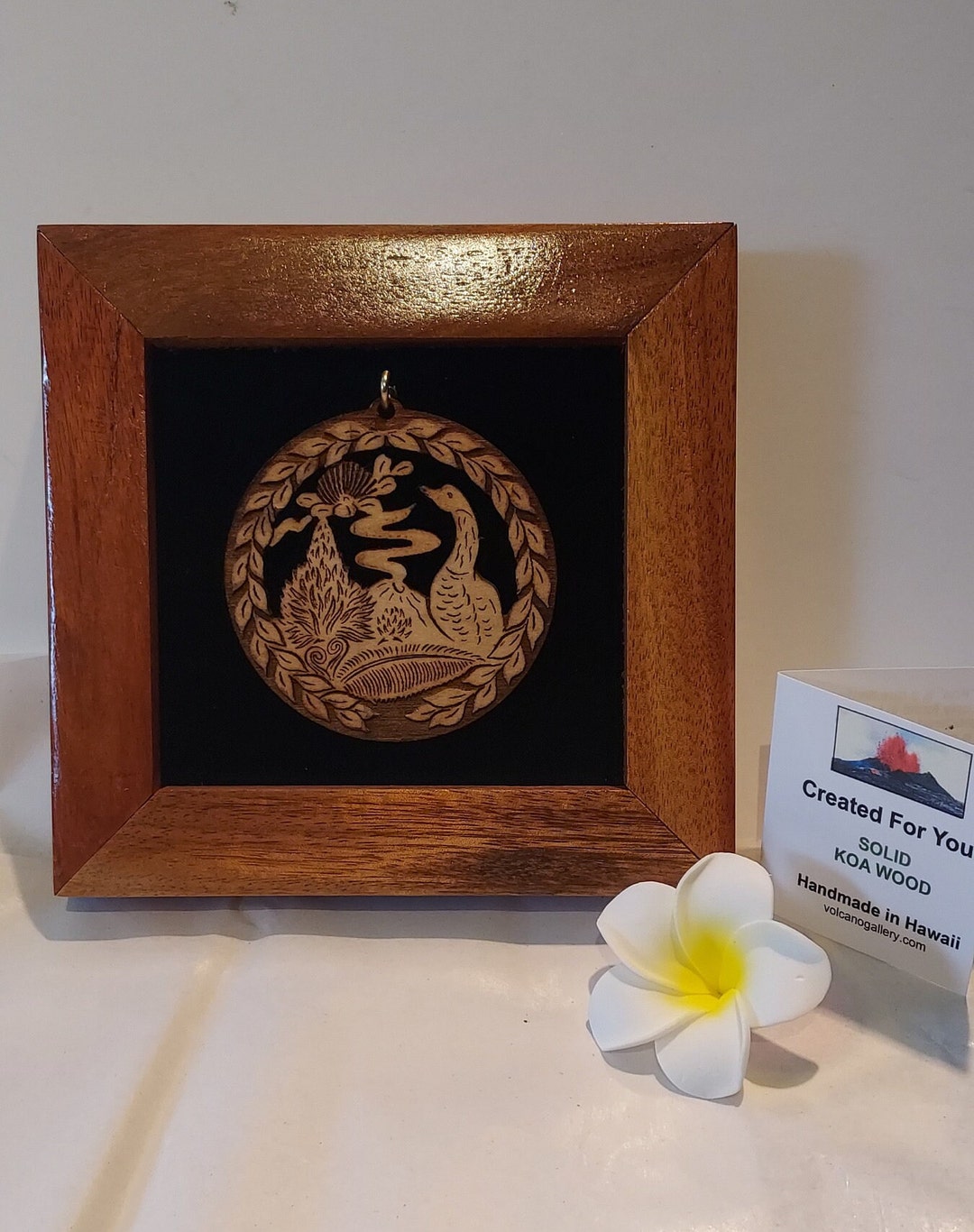 Hawaii Volcanoes National Park Wall Art 5x5 in Solid Koa Wood Frame ...