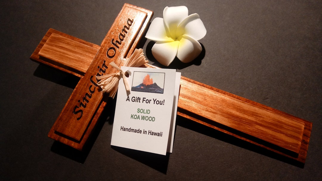 Personalized Hawaii Koa Wood Wall Cross - 10x6 - Engraved With Your ...