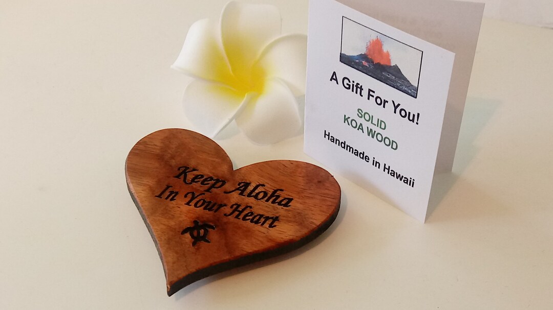 Koa Wood Heart Magnet: 3" Handmade Hawaiian Aloha Gift - Etsy
