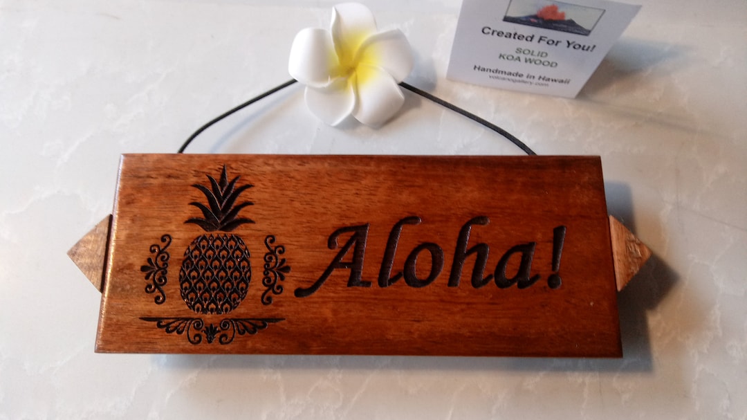 Hawaiian Koa Wood "aloha" Sign With Pineapple Design - (actual Sign You ...