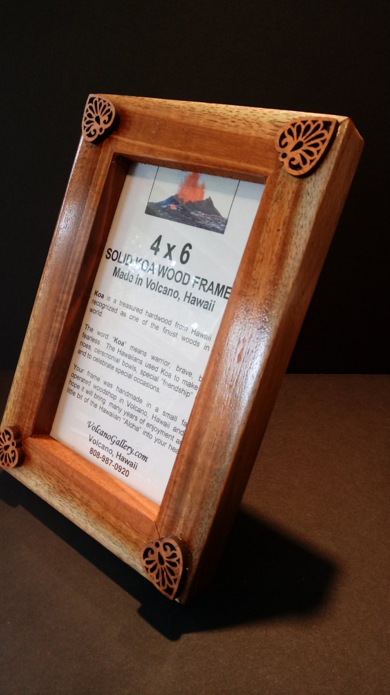 4x6 Solid Koa Wood Frame With Heart Accents Made in Hawaii | Etsy