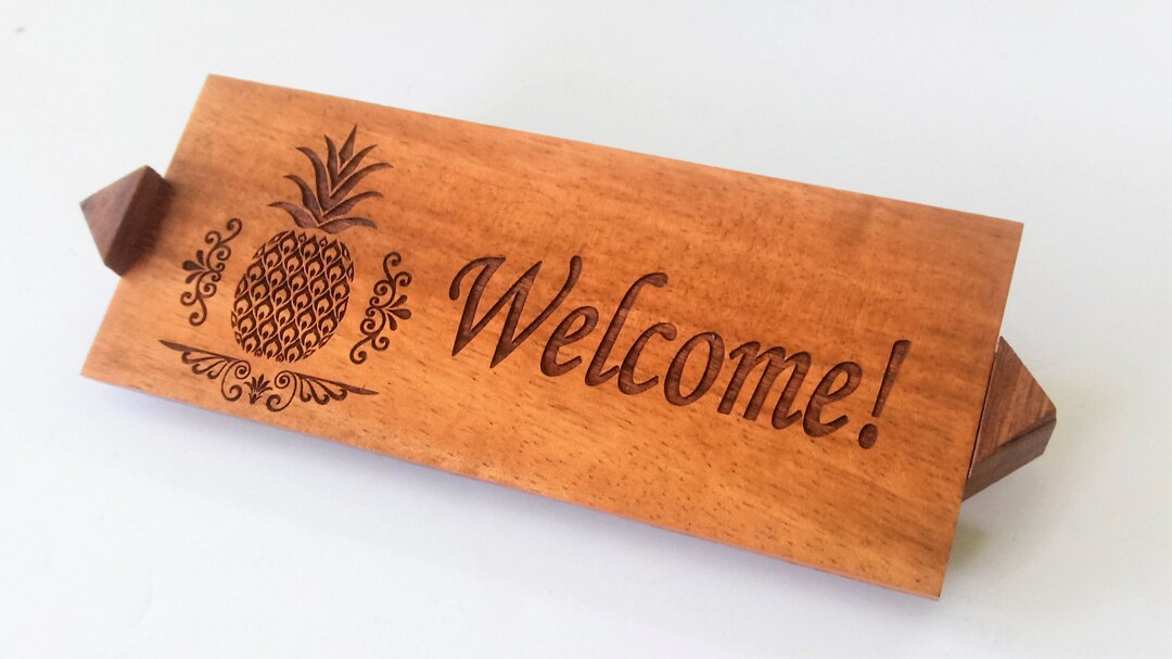 Hawaiian Koa Wood "welcome" Sign With Pineapple - Etsy