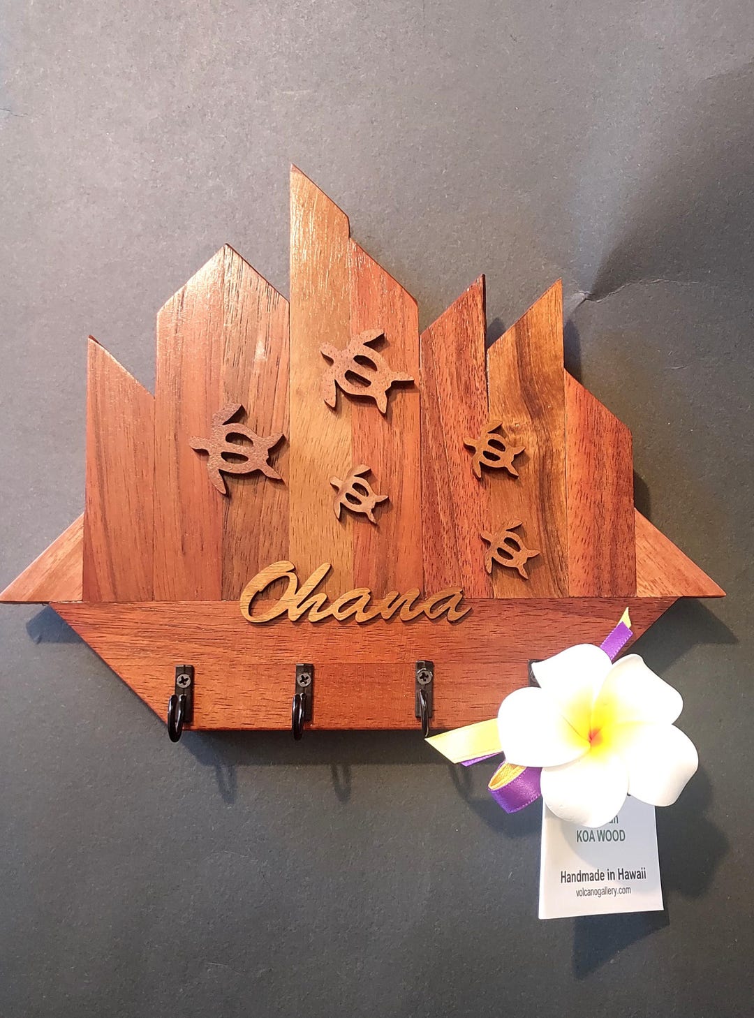Hawaiian Koa Wood Key Holder: Handmade Home Decor With "good Luck ...