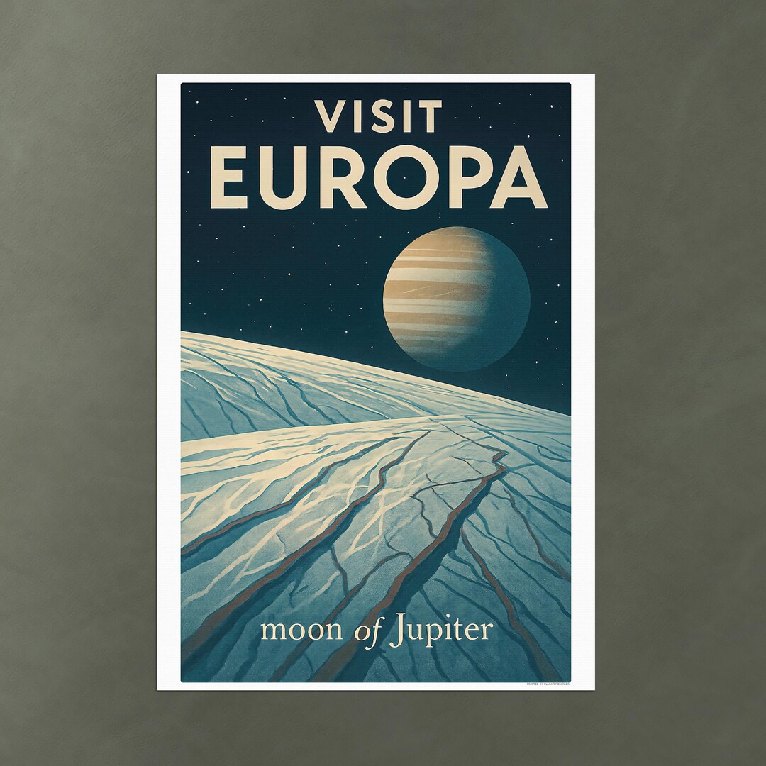 Visit Europa Art Print – Retro Sci-fi Space Travel Poster - Etsy