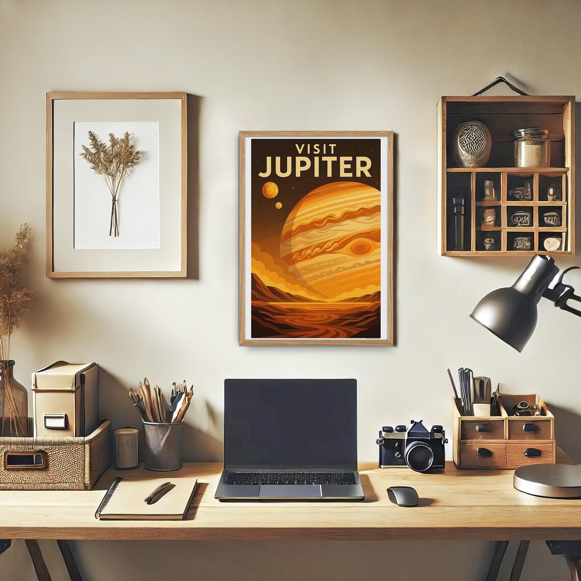 Visit Jupiter Poster – Vintage - Space Travel Print Featuring Great Red ...