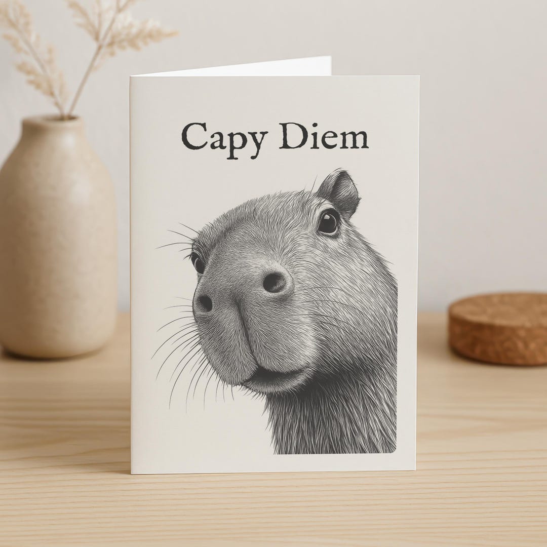 Capybara Greeting Card – Funny Capy Diem Pun, Personalized Text - Etsy