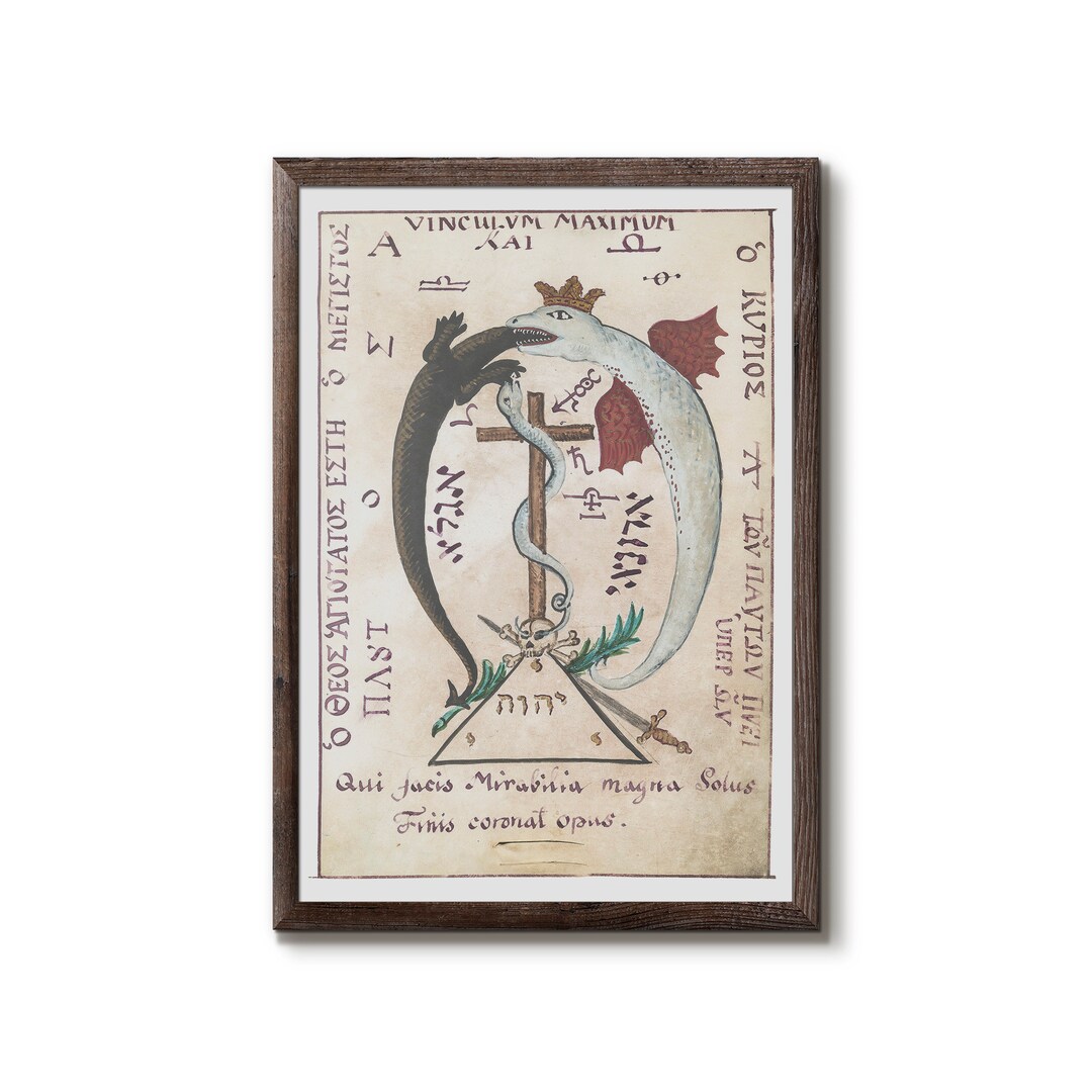 Red-winged Dragon Devouring a Lizard Giclée Poster Based on the ...
