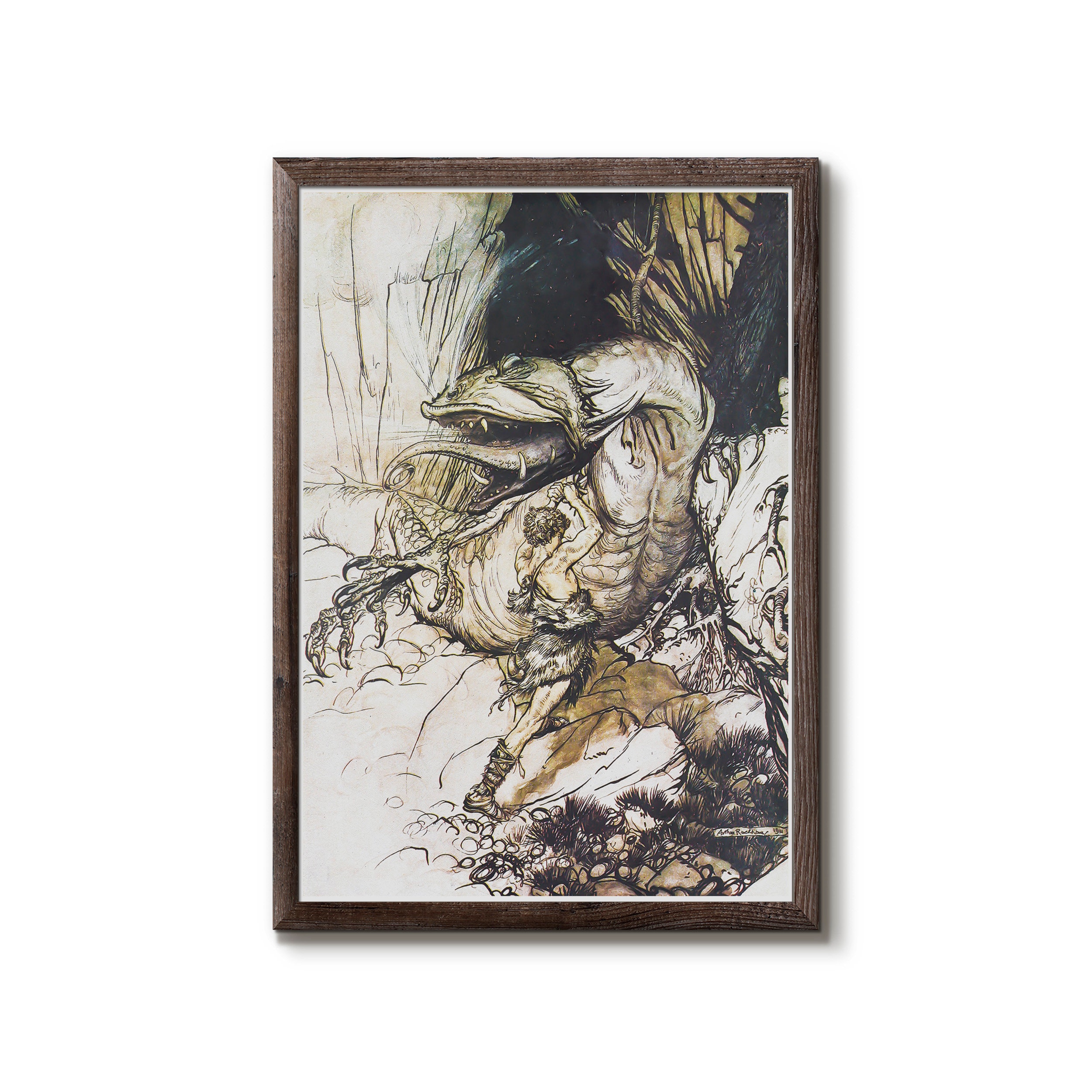 Siegfried sigurd Slaying Fafnir Beautiful Old Illustratio - Etsy