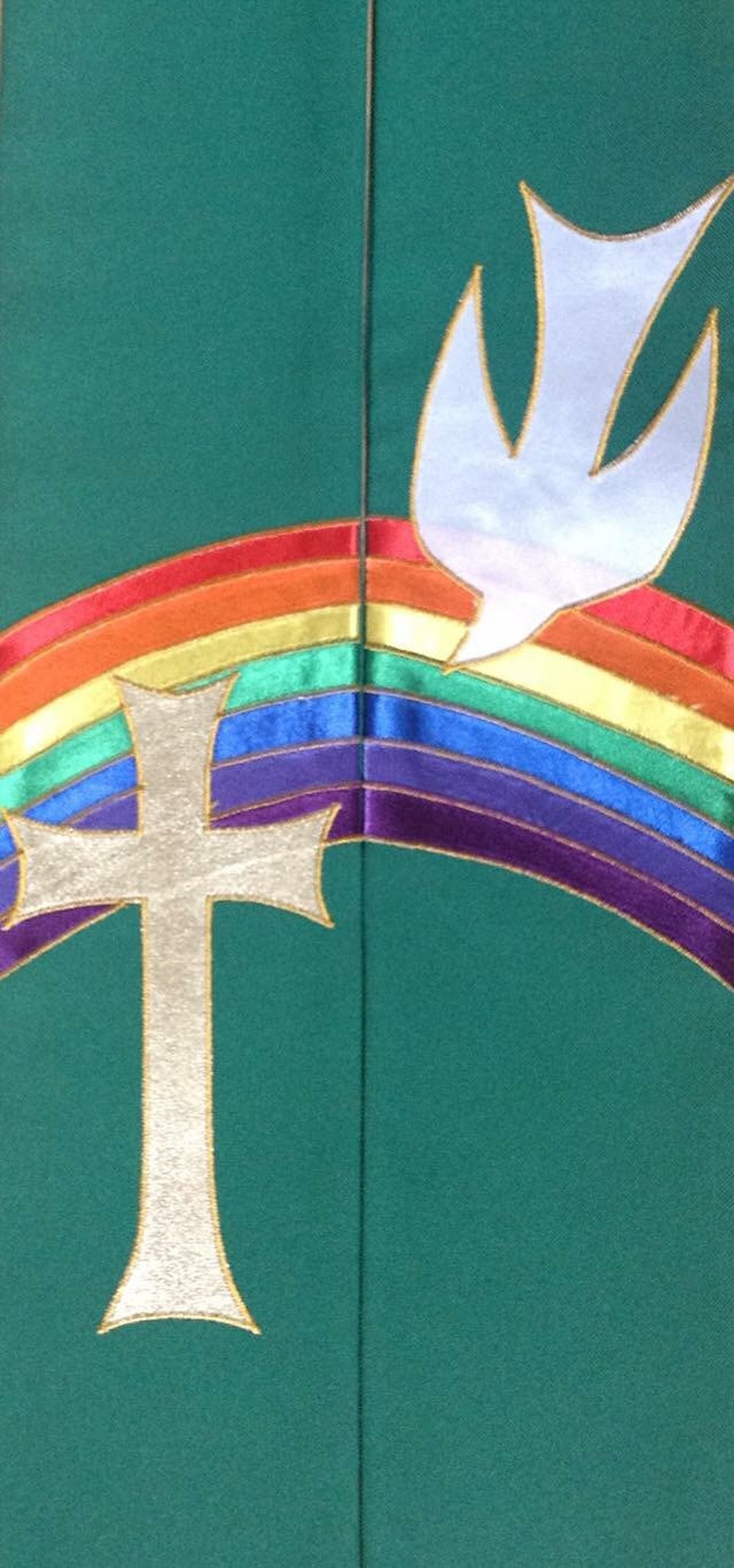 Priest Green Stole - Rainbow, Cross and Dove - Etsy