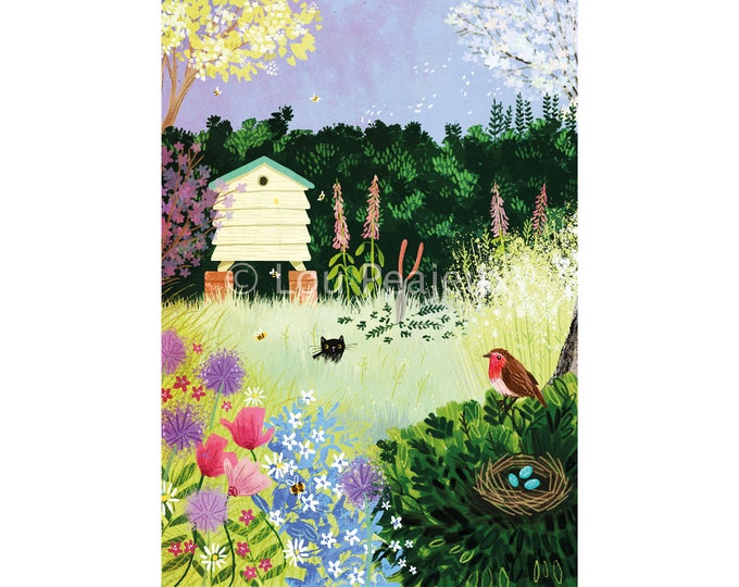 Spring Garden Print / Gardeners Gift / Country Garden Wall Art / A5 A4 ...