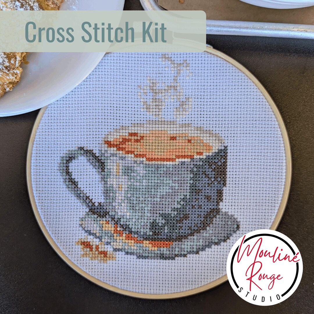 Latte Cross Stitch Kit for Advanced Beginners, Gift for Coffee Lovers ...