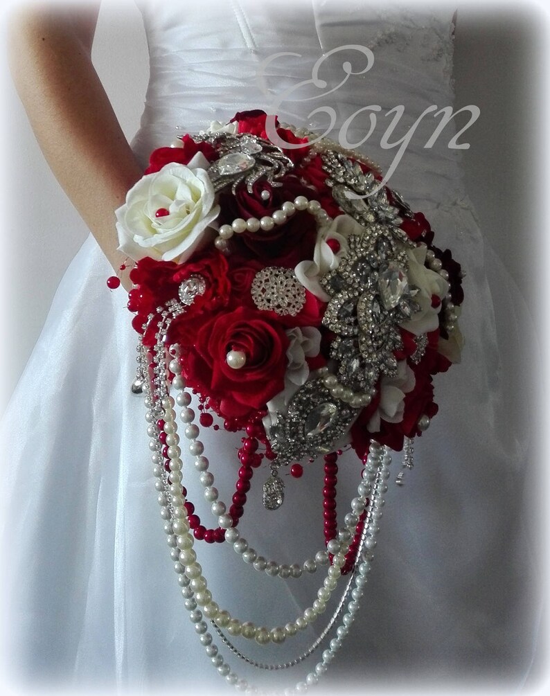 Red Brooch Bouquet,full PRICE for Big Size, Bridal Bouquet, With VIDEO ...