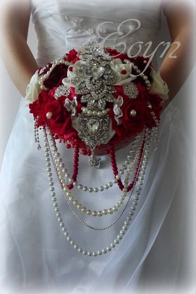 Red Brooch Bouquet,full PRICE for Big Size, Bridal Bouquet, With VIDEO ...