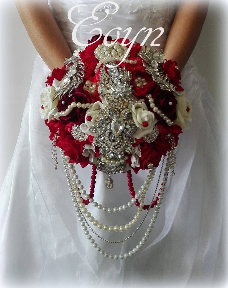 Red Brooch Bouquet,full PRICE for Big Size, Bridal Bouquet, With VIDEO ...